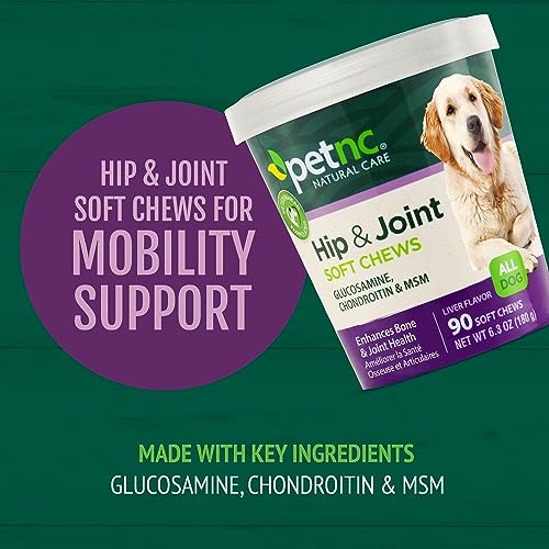 PetNC Natural Care Hip and Joint Soft Chews for Dogs, 90 Count,Liver,0.03 pounds