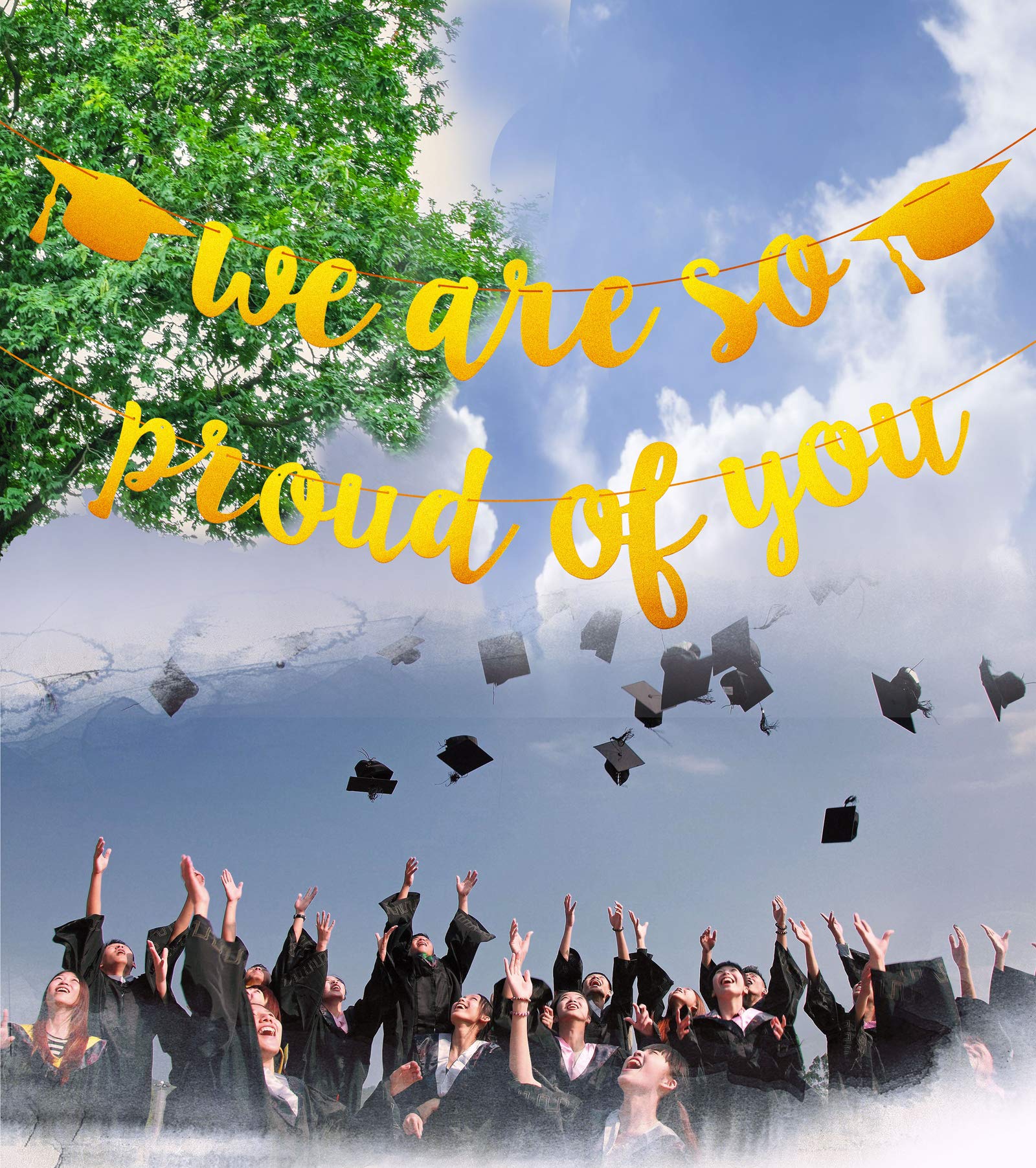 Golden Banner for Graduation Party/Grad Party Decorations- We are So Proud of You