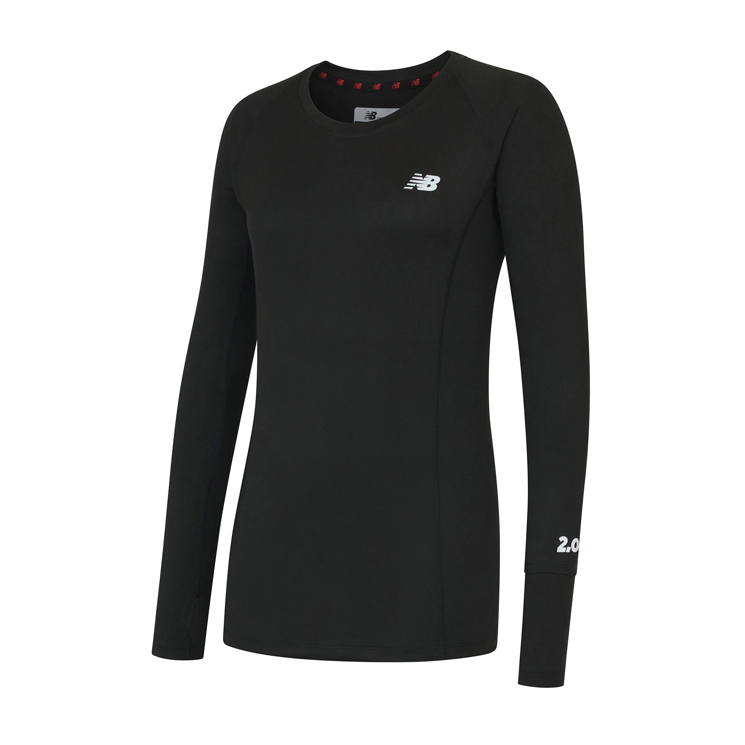New Balance Women's 2.0 Soft Long Sleeve Base Layer Top with Thumbhole, Black, Large