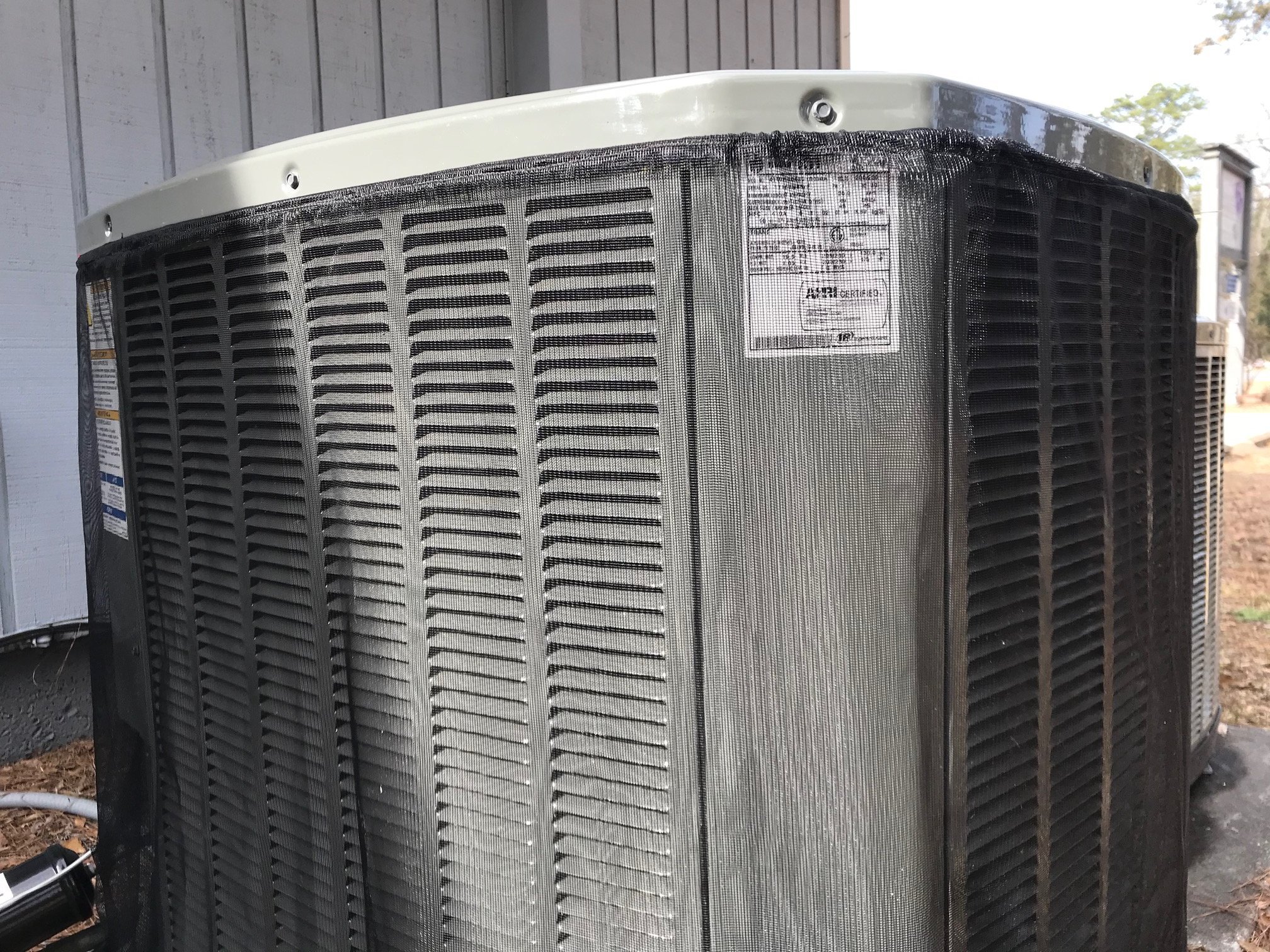 MESH Air Conditioner Cover: CUSTOM AC Cover designed to PROTECT coils from clogging - leaves, grass, cottonwood, dust and debris