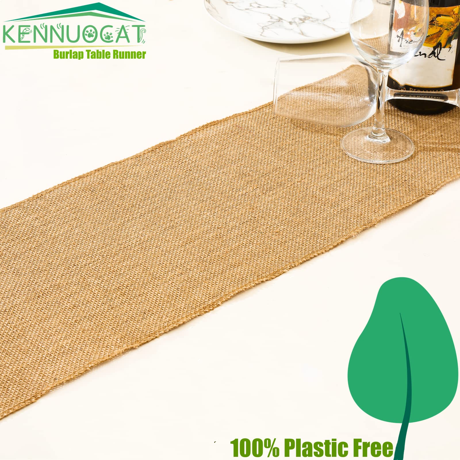 Burlap Table Runners 30x275cm丨Natural Rustic Decor for Weddings, Parties & Home Tablecloth丨Premium Jute Fabric Rolls丨Eco-Friendly Hessian Linens DIY Crafts by KENNUOCAT