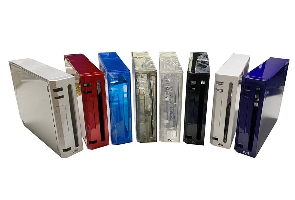 New Replacement Full Housing Shell Cover Case with Buttons Sticker Accessories for Wii Console-Transparent Blue