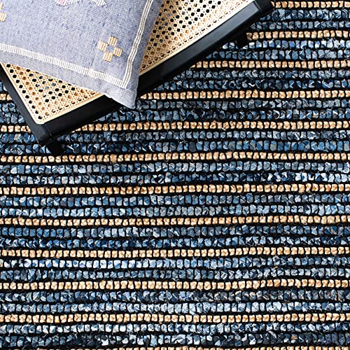 SAFAVIEH Cape Cod Collection Area Rug - 5' x 8', Blue & Natural, Handmade Flat Weave Braided Jute & Cotton, Ideal for High Traffic Areas in Living Room, Bedroom (CAP363A)