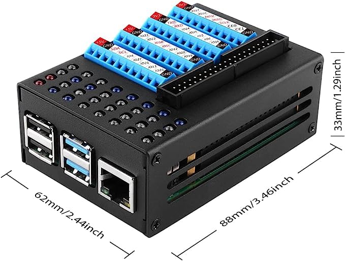 GeeekPi GPIO Screw Terminal Block Breakout Board HAT with Case for Raspberry Pi, GPIO Expansion Board Breakout Module with GPIO Status LED for Raspberry Pi 4B Only