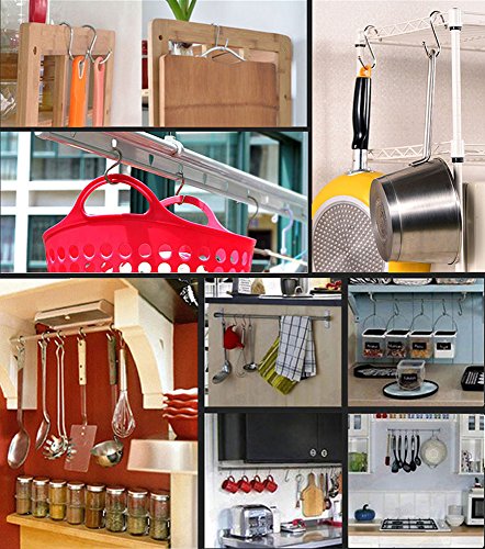 RuiLing 6-Pack 4.7 Inches Extra Large S Shape Hooks,Heavy-Duty Stainless Steel Hanging Hooks - Multiple uses,Ideal for Apparel, Kitchenware, Utensils, Plants, Towels, Gardening Tools.