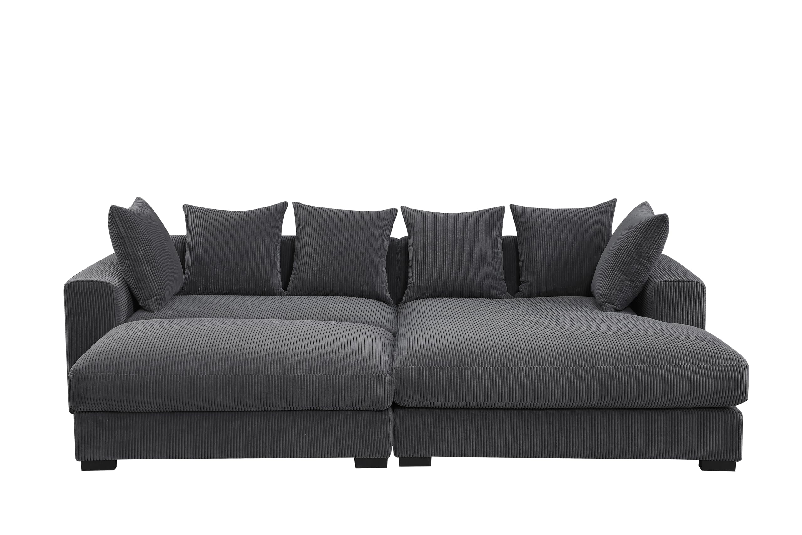 ERYE Oversized 3-Piece Right Facing Sectional Sofa Couches W/Ottoman for Living Room, 109.75-Inch L Shaped Corduroy Upholstered Convertible Sofa&Couch with Left Chaise Daybed and 6 Pillows