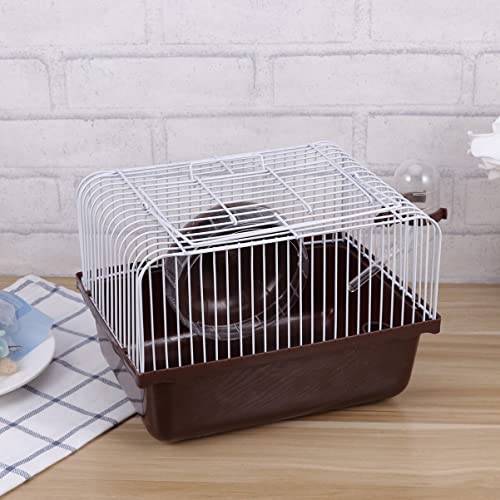 Gerbil Carrier Hamster Cage Portable Travel Rat Cage with Handle Gerbils Cages Small Animal Carry Case Pets House Habitats for Going Out Traveling (Coffee) Chinchilla Carrier