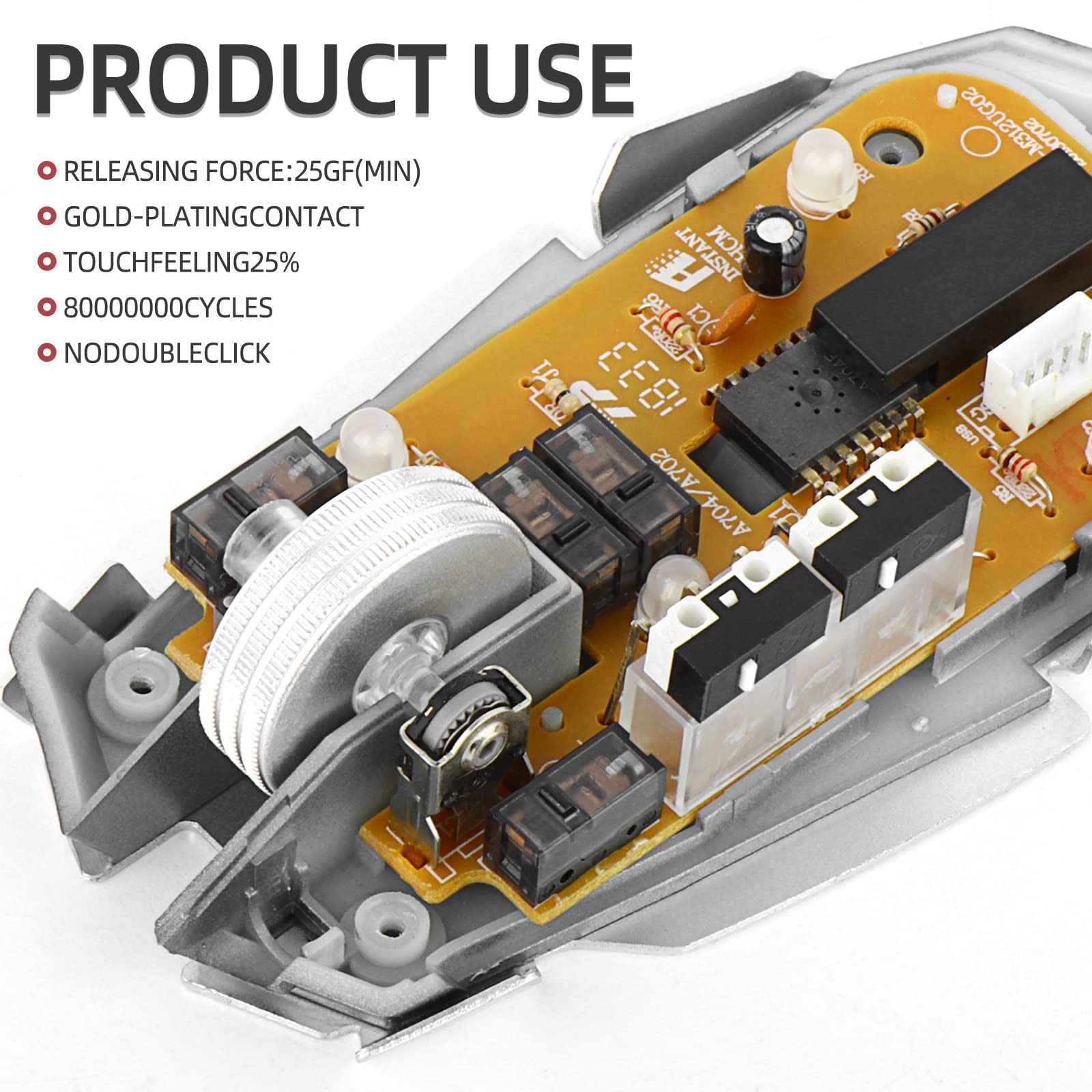 RUNJRX YIMAGUJRX Black Kailh GM 8.0 Mouse Switch for Gaming Mouse 4Pcs