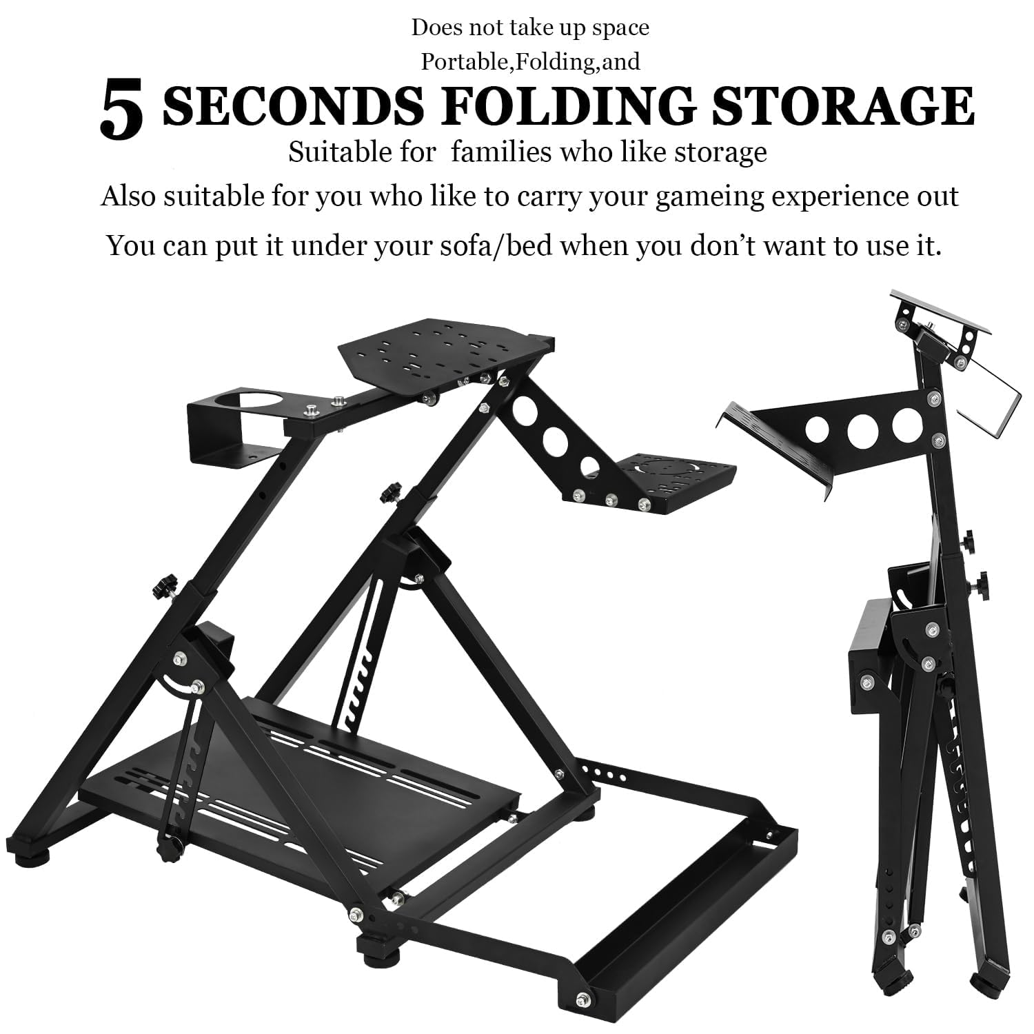 Supllueer Foldable Racing Wheel Stand with Seat Slot Fit for Logitech G25 G27 G29 G920 G923,Thrustmaster T248 T300RS T300 T500,Fanatec,Steering Wheel Stand,No Wheel,Shift,Pedals,TV