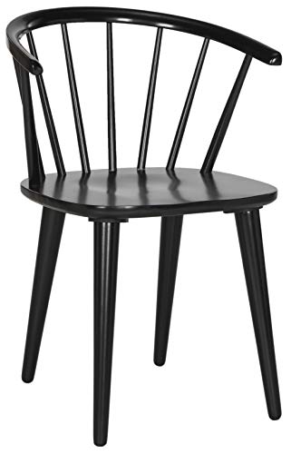 Safavieh Home Collection Blanchard Black Curved Spindle Side Chair, Wood, (Set of 2)