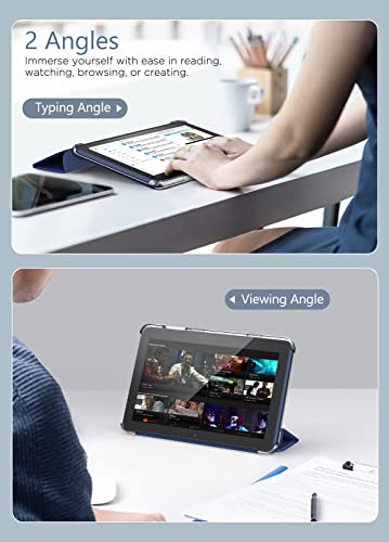 MoKo Case Fits Amazon All-New Kindle Fire 7 Tablet (2022 Release-12th Gen) Latest Model 7", PU Leather Trifold Stand Cover with Translucent Frosted Backshell with Auto Wake/Sleep, Indigo