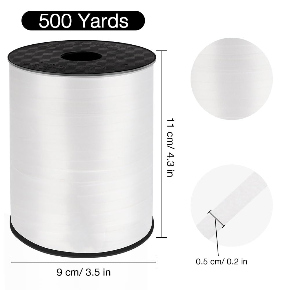 Christmas White Curling Ribbon for Gift Wrapping Ribbon White Ribbon for Gift Wrapping 500 Yards Halloween Balloon String Ribbon Balloon Ribbon String Gift Ribbon Thin Ribbon for Balloons Gift Wrap