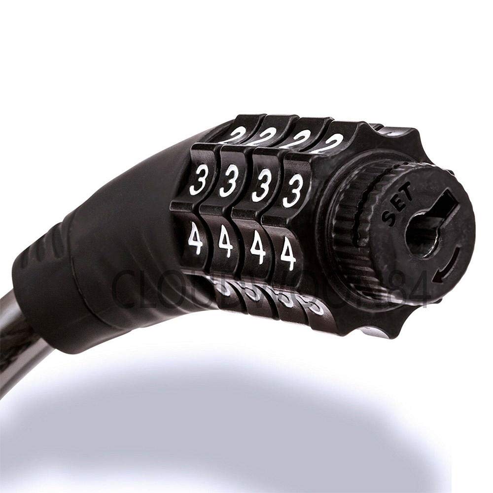 Bicycle Lock Bike Password Lock Anti-Theft Combination Number Code Bicycle Lock Steel Cable Chain Security Safety Lock Bike Cycle Accessories Bike Lock