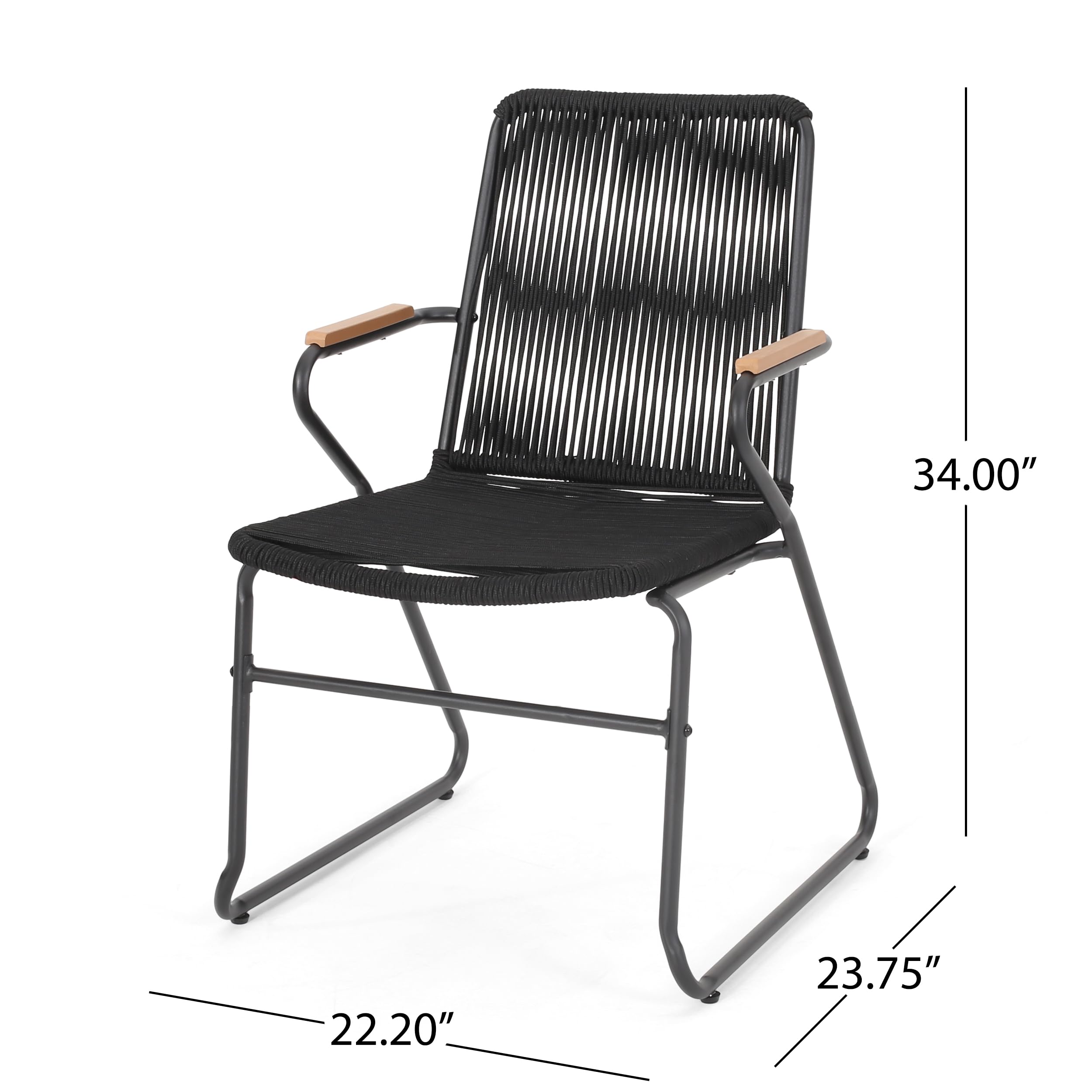 Christopher Knight Home Modern Rope Weave Club Chair (Set of 2), Black and Natural