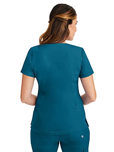 Healing Hands 4 Pocket Women Scrub Top V-Neck HH360 2264 Sloan Scrubs for Women Stretch Fabric Caribbean L