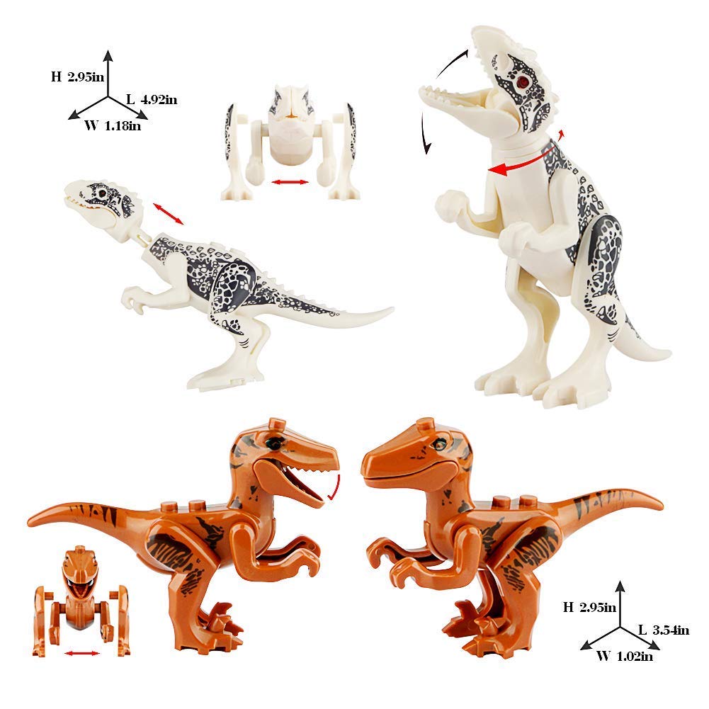 Liberty Imports 16 PCS Dino World Dinosaur Building Blocks Miniature Action Figures Jurassic Toys - Kids Bulk Party Favors Gift Pack