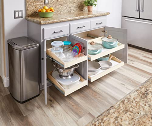 Slide-A-Shelf Made-to-Fit Slide-Out Shelf: Maple Wood Front with Full Extension Soft Close Rail