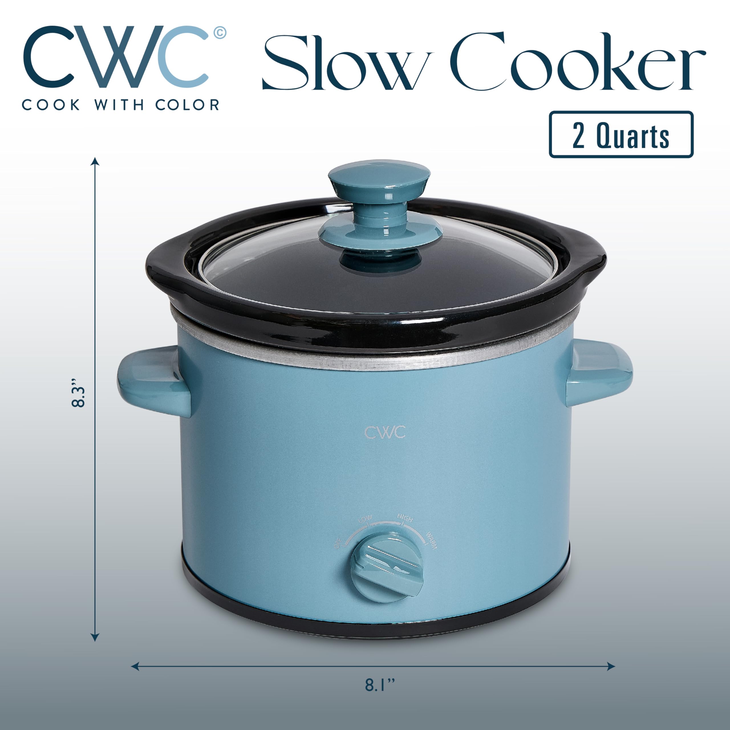 COOK WITH COLOR 2QT Mini Electric Round Slow Cooker - Adjustable Settings, Removable Stoneware Pot, Tempered Glass Lid, Dishwasher Safe, Cool-Touch Side Handles, Dusty Rose