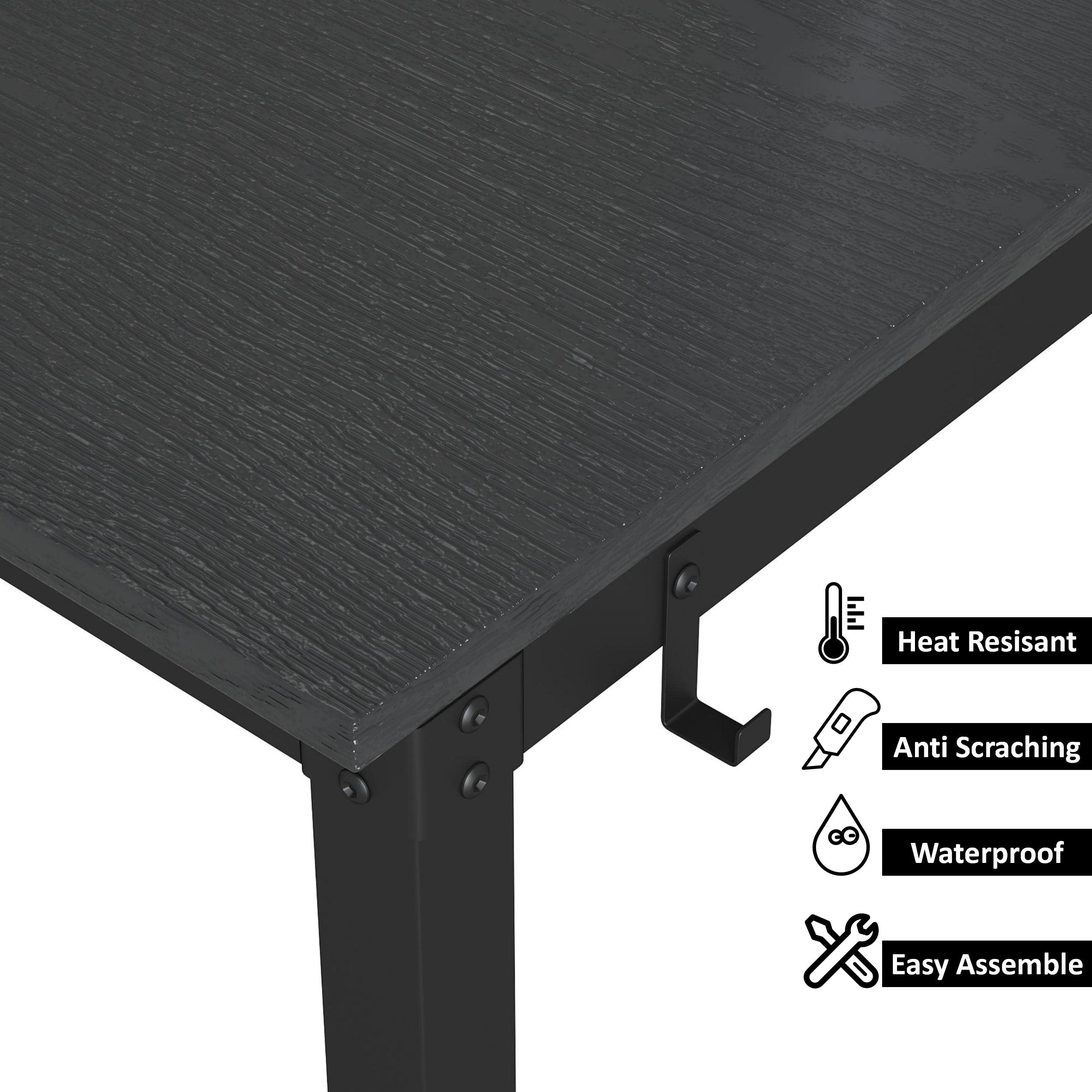 Napnapday 47 inch Computer Desk with Storage Shelves, Study Gaming Desk with Bookshelf Writing Table for Home Office Bedroom, Black