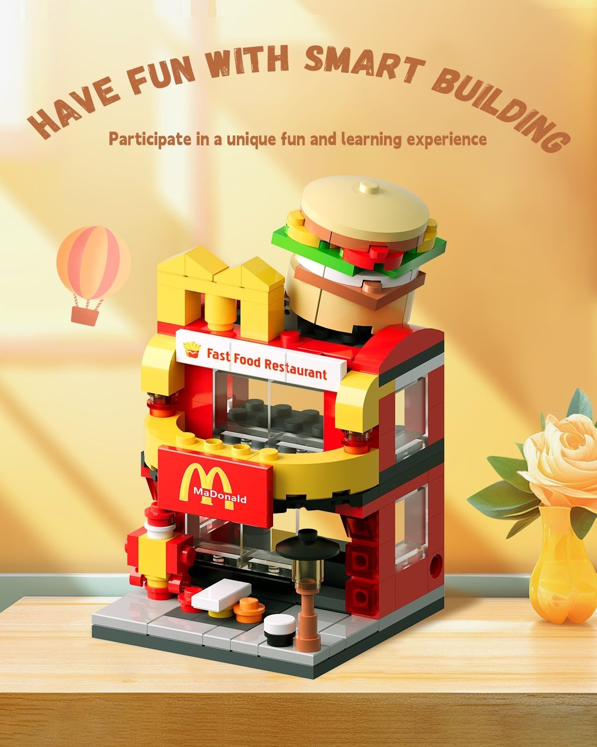 Building Blocks Flowers Building Toy with Sticky Note Holder Unique Home Decor, Birthday and Christmas for Lego Building Set (Jasmine)