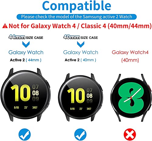 EZCO 4-Pack Screen Protector Compatible with Samsung Galaxy Watch Active 2 40mm (Not for Galaxy Watch 4), Full Coverage Plated Soft TPU Case Screen Protective Cover Bumper for Active 2 Watch