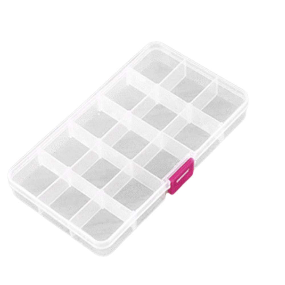 dalismotemp Plastic Organizer Container Storage Box Adjustable Divider 15 Grids Transparent Earrings Ear Stud Jewelry Storage Box Container Organizer White 1