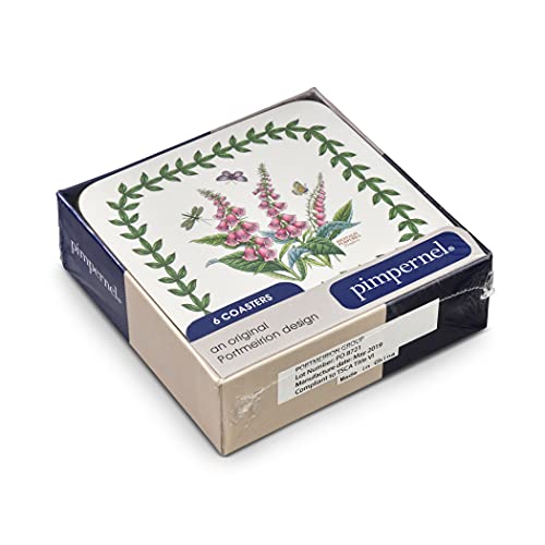 Pimpernel Botanic Garden Collection Coasters | Set of 6 | Cork Backed Board | Heat and Stain Resistant | Drinks Coaster for Tabletop Protection | Measures 4β x 4β