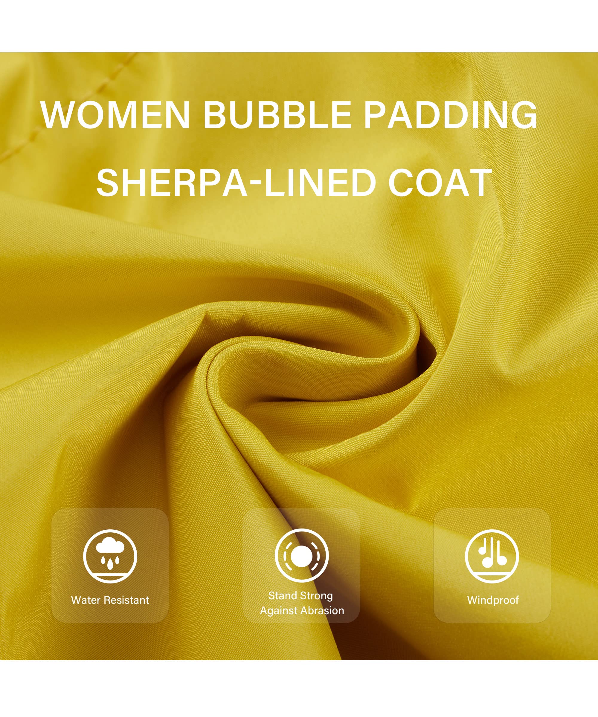 Bellivera Women's Outdoor Windbreaker Jacket,The Warm Padding Trench Coat with Hood for Spring and Winter 19007 Yellow S