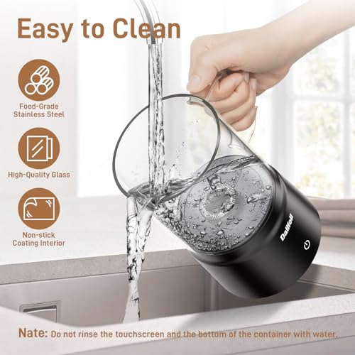 Dallfoll Milk Frother, 4-in-1 Milk Frother and Steamer Electric, Visualized Glass Design, 13.5oz/400ml Hot and Cold Milk Foam Maker for Coffee, Latte, Cappuccino Silent Operation, Automatic off