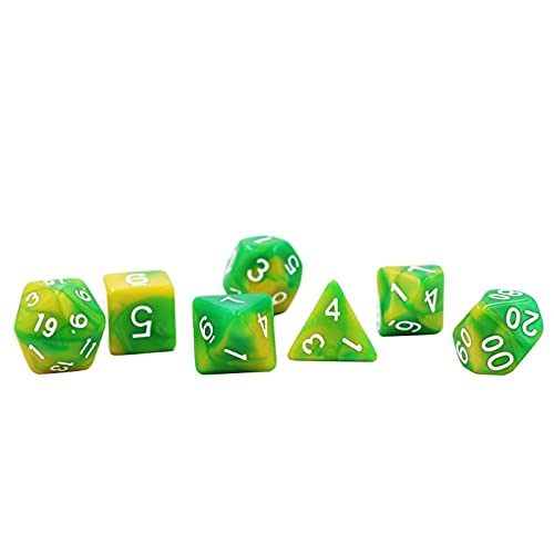SUWEILE SZSZ 7pcs/Set Acrylic Dice Set Different Shapes Digital Dice for RPG MTG DND Board Game Role Playing Games 0212 (Color : F)