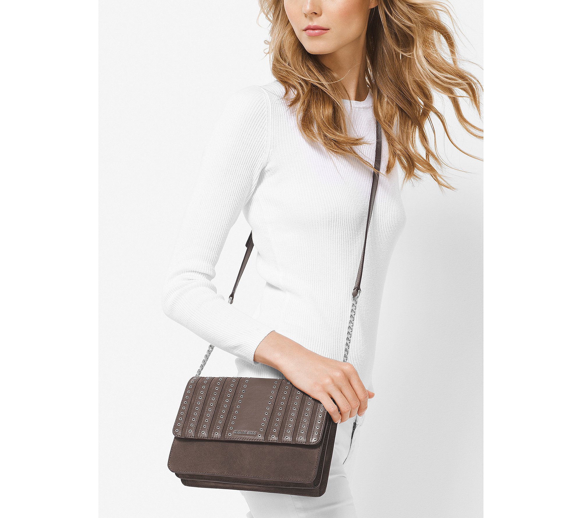 MICHAEL Michael Kors Womens Brooklyn Grommet Lg Crossbody Cinder One Size