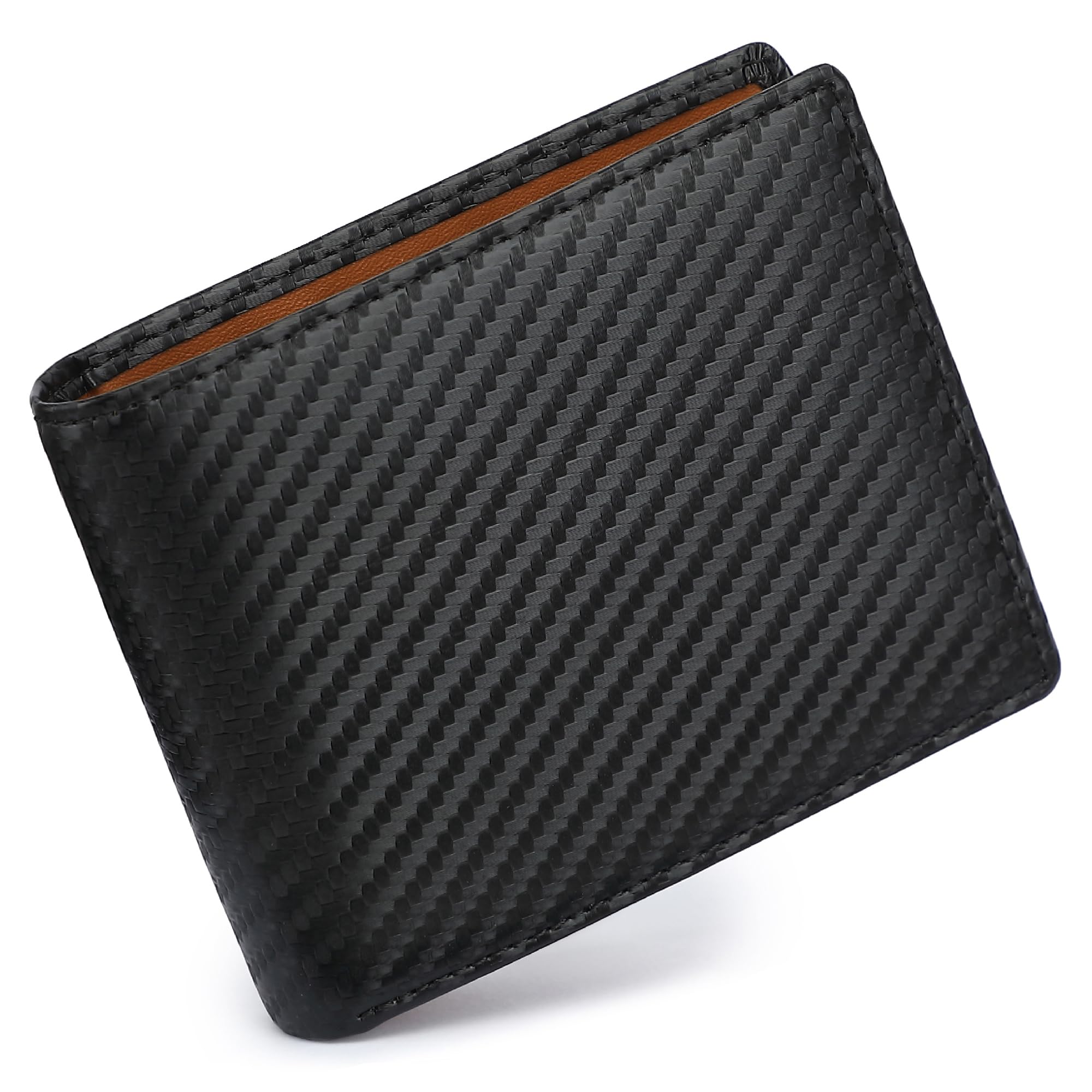 Casheey Men's Wallet with Coin Pocket, Foldable Box Design, Holds 14-16 Cards, Carbon Fiber Leather, RFID Protection, Large Capacity Bifold Wallet for Men, Exquisite Packaging