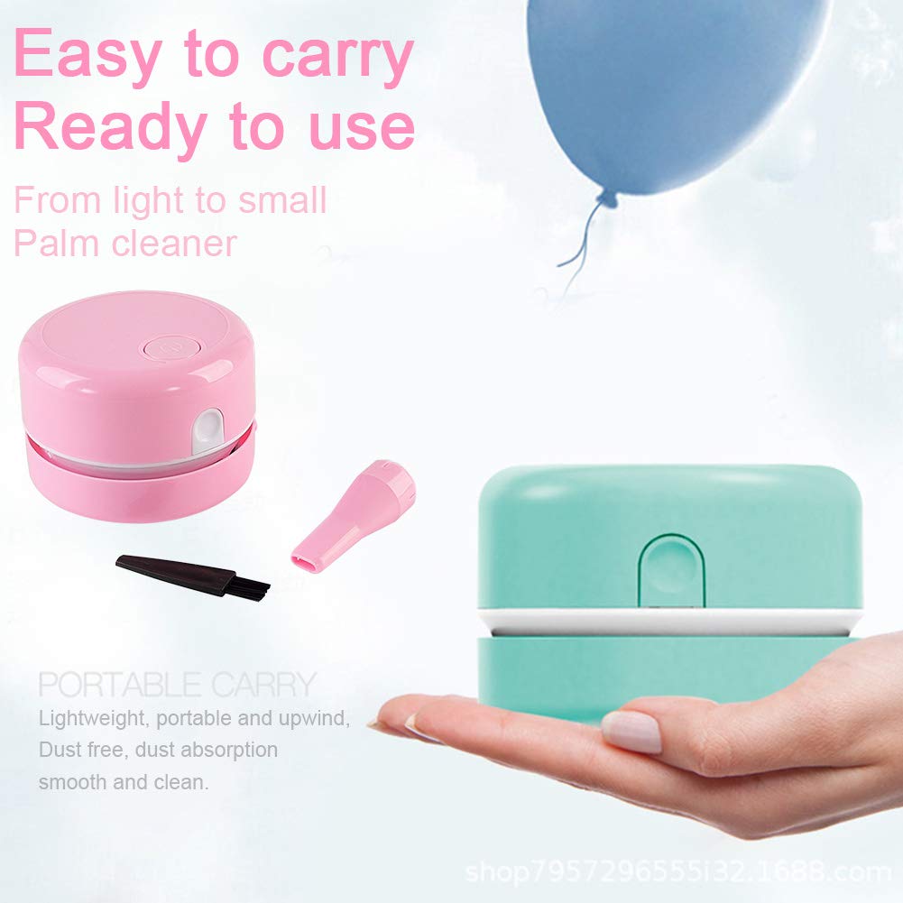 CALIDAKA Desktop Vacuum Cleaner Mini Table Dust Crumb Vacuum Cleaner Portable Cordless Cleaner Sweeper 360º Rotatable Multifunction Cleaning for Home Office Cars Computer Pet Hairs
