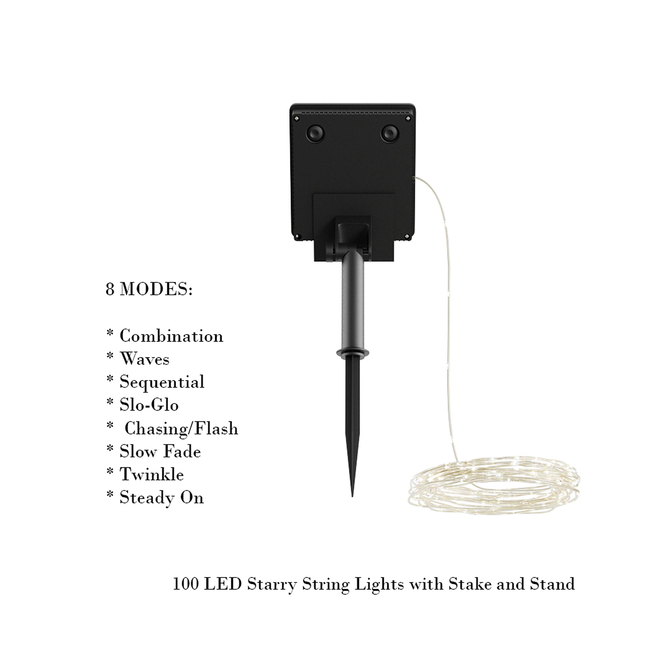 Pure Garden Solar-Powered 100 Fairy Lights, Warm White