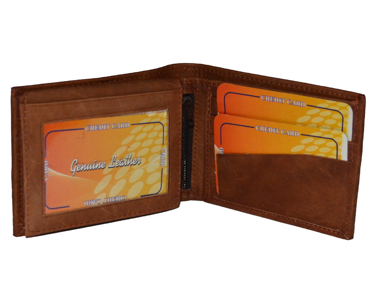 BMF Embroidered Genuine Leather Wallet Brown Raw Thick