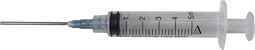 Duda Energy SyringeBox005 Industrial Syringes with 15G x 1-1/2" Blunt Tip Fill Needle and Plastic Cover, 5 mL (Pack of 100)