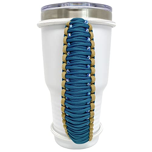 Creating Unique Designs Handmade Elastic Tumbler Handles 20 30 32 40 oz (Handle Only) (Teal lakeside gold white)