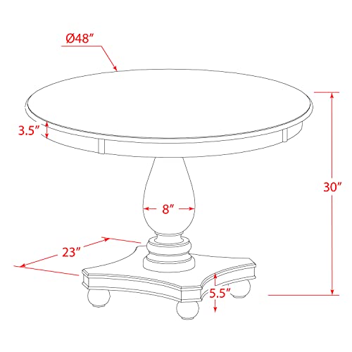 East West Furniture FE2-07-TP Ferris Dining Table - a Round Wooden Table Top with Pedestal Base, 48x48 Inch, Distressed Jacobean