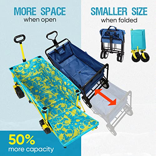 Beach Wagon Cart with Big Wheels, Collapsible Utility Wagon Heavy Duty Folding,Ideal for Outdoor Sand Camping Garden Pet by Old Bahama Bay
