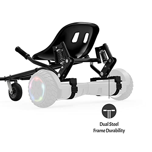 Jetson JetKart 2.0 Universal Hoverboard Attachment, 6" Tire, Bucket Seat, Adjustable Footrest Accommodates Most Heights, Ages 12+, Black, JKAR20-BK