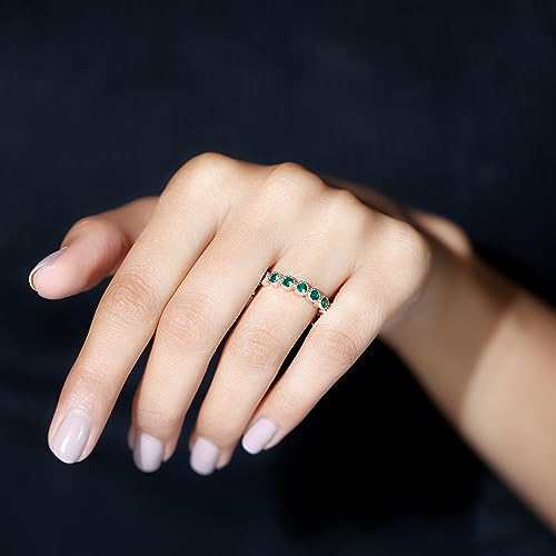 Certified Lab Grown Emerald Full Eternity Band, AAAA Quality, Emerald Wedding Ring for Women- Ready to Gift, 14K Rose Gold, Size:US 7.50