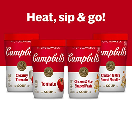 Campbell's Sipping Soup, Classic Tomato Soup, 11.1 Oz Microwavable Cup (Case of 8)