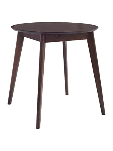 DAIVA CASA Orion Round Wooden Dining Table Birch Circle Dinner Table Solid Wood Kitchen & Dining Room Tables/Scandinavian Furniture Mid Century Modern Table Brown Small Dining Room Table 31 inch