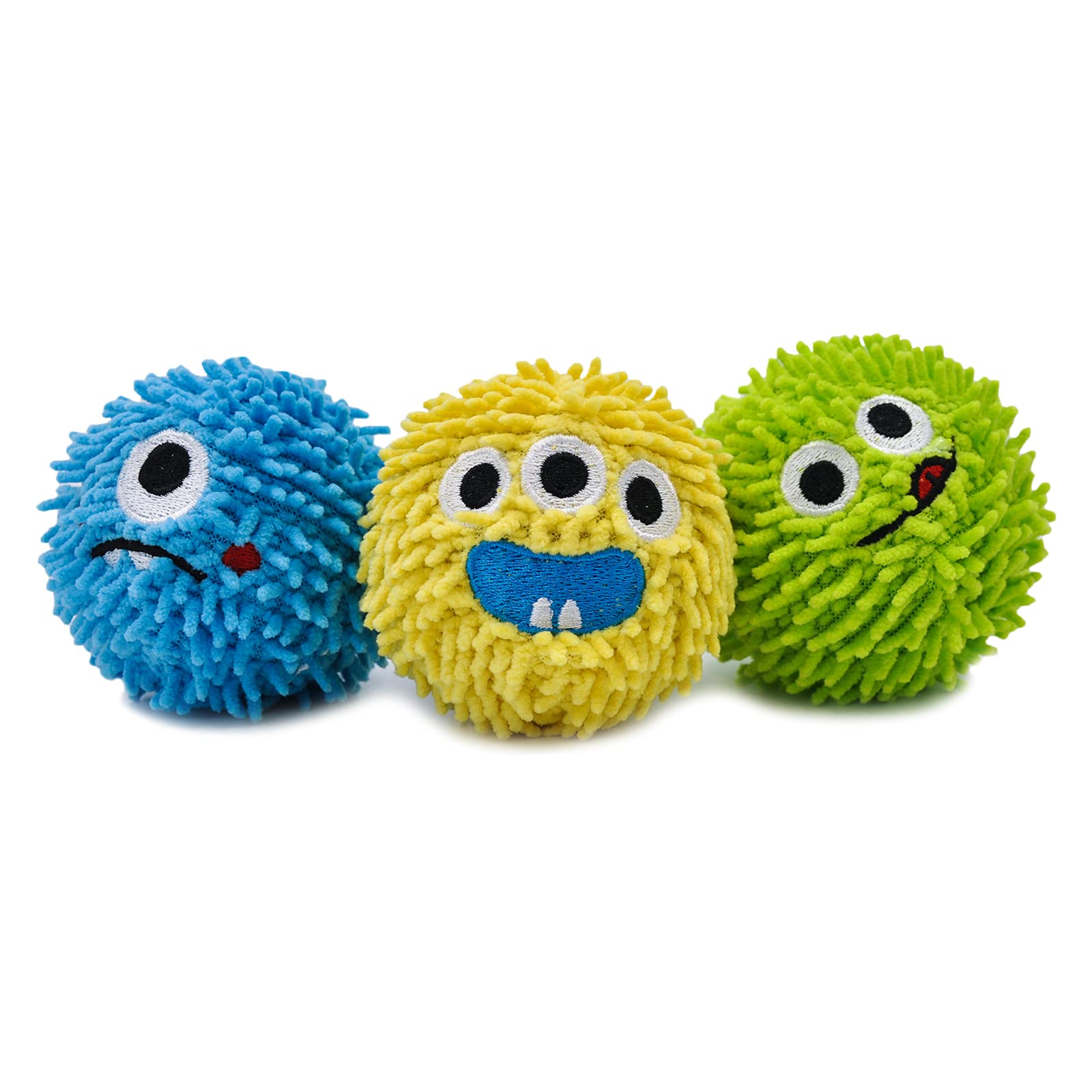 HugSmart Pet – Spiky Monster Dog Balls (3-Pack) | Plush Squeaky Ball for Dogs, Small, Medium Breeds |No Stuffing, Interactive Fetch, Squeaky Dog Toys for Aggressive Chewers, Designed in Canada
