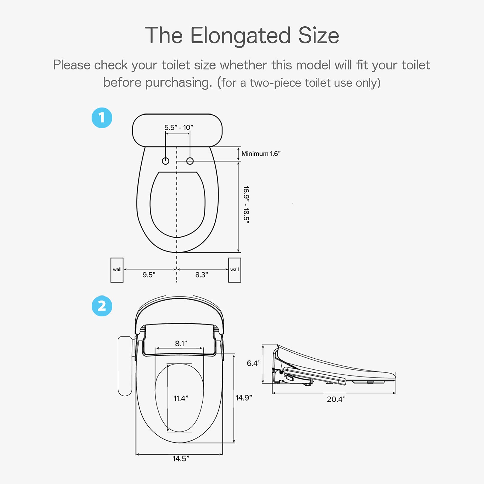 Hulife Electric Bidet Seat for Elongated Toilet with Unlimited Heated Water, Heated Seat, Warm Air Dryer, Touch Control Panel