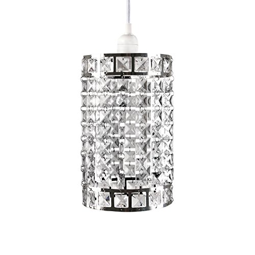 Tadpoles Faux-Crystal & Chrome Cylinder Shade, Chandelier Style