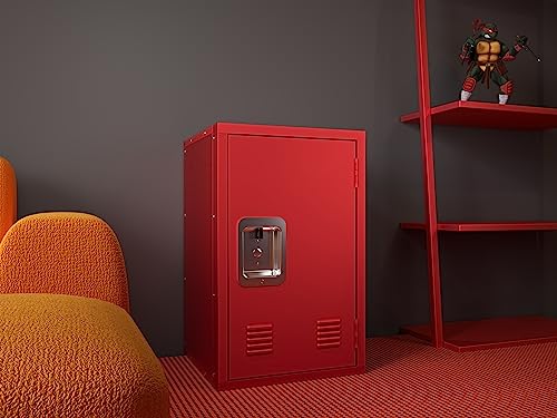 Campfun Metal Locker Storage Cabinet, 24" H Single Locker Cabinet, Small Storage Cabinet Easy Assembly, Lockable Storage Cabinet Organizer, Lockers for Kids Bedroom/Home/School/Office, Red