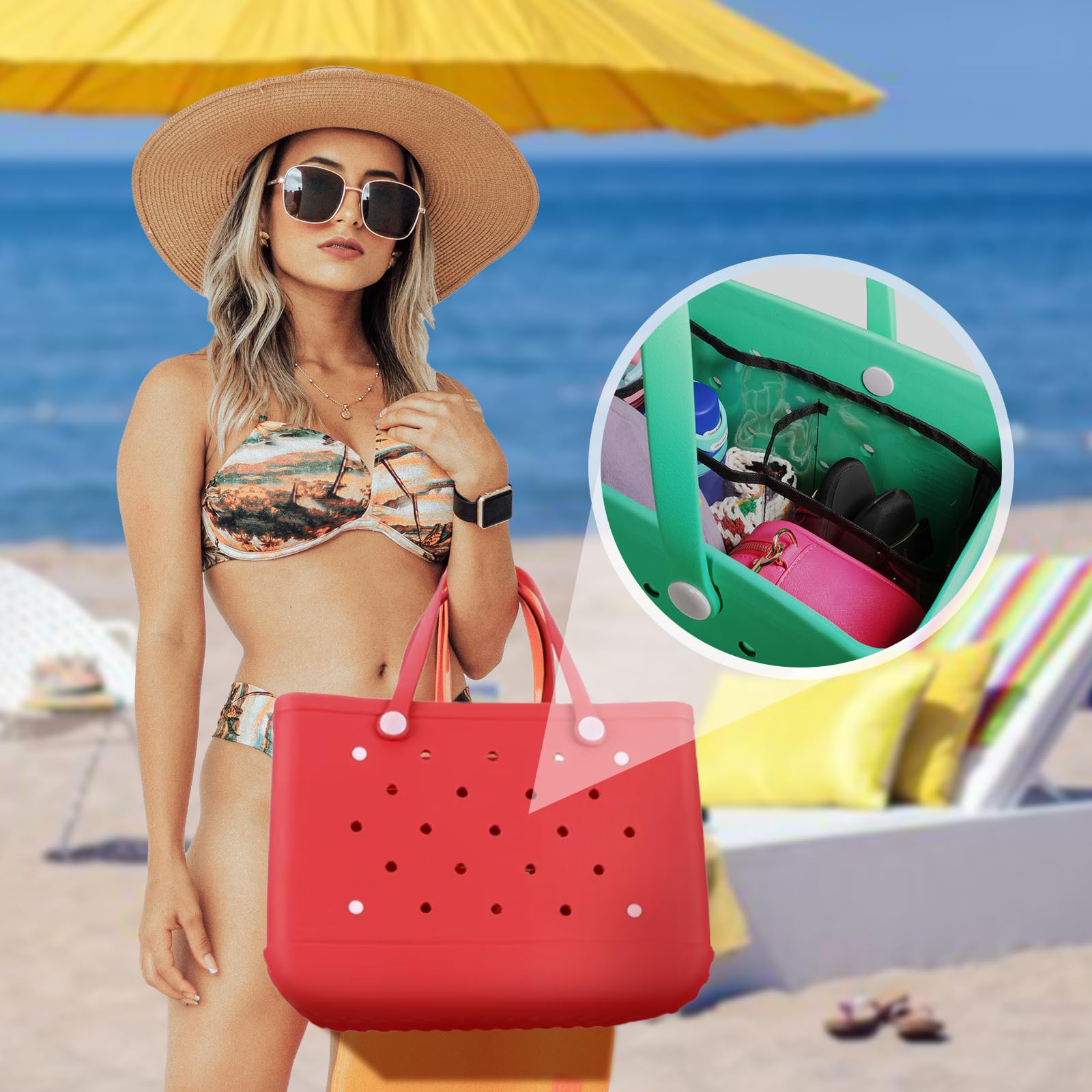 CASTNICH Beach Bag Organizer Original Accessories for Bogg Bag X Large Beach Bag Organizer Compatible with BoggBag Organizing Your Bag and Divide Space, Transparent