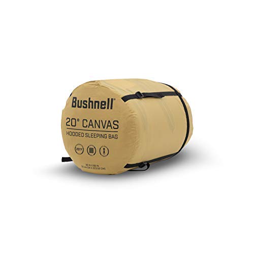Bushnell Hooded Canvas Sleeping Bags | 20 Degree Sleeping Bag with Heavy Flannel Lining for Cold Weather Camping