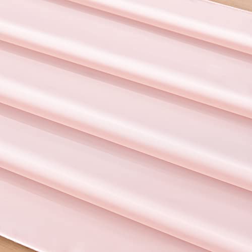 Socomi 14ft Blushing Pink Chiffon Table Runner 29x170 Inches Sheer Wedding Runner Romantic Rustic Table Runner for Christmas Baby Shower